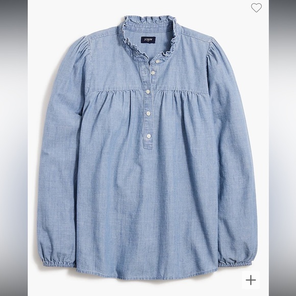 J. Crew Factory | Tops | Nwt Jcrew Factory Chambray Ruffleneck Top | Poshmark